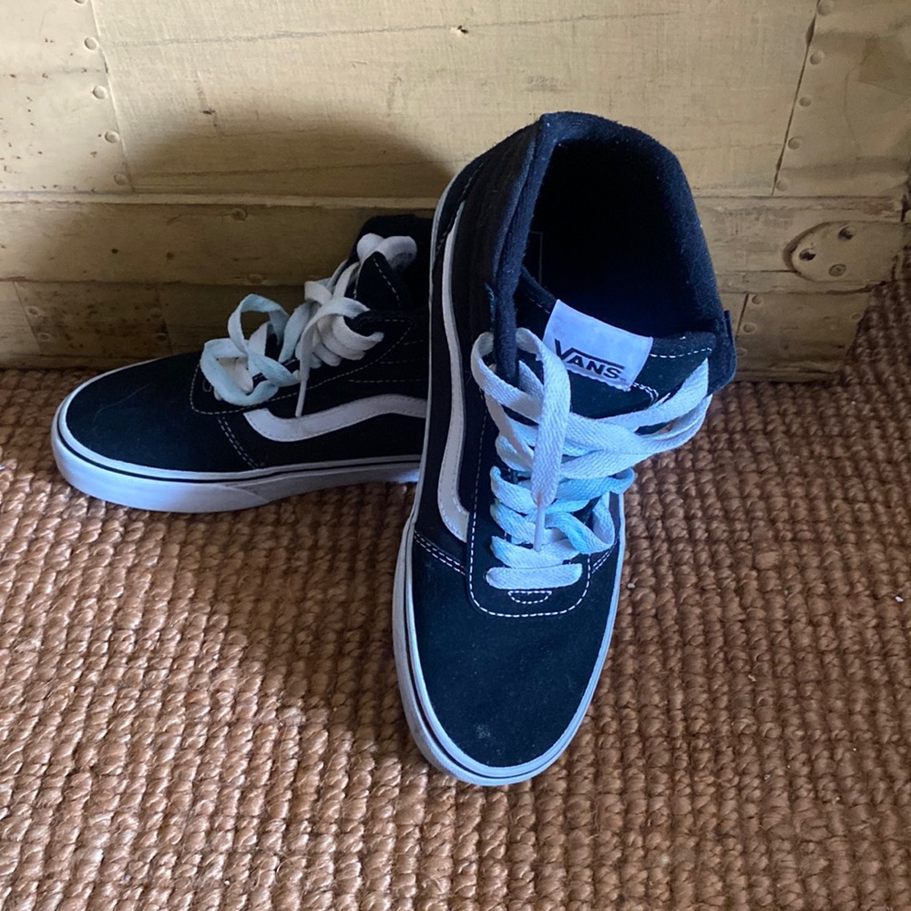 Vans Sneakers High Top Y2k Black White Suede Leather … - Gem